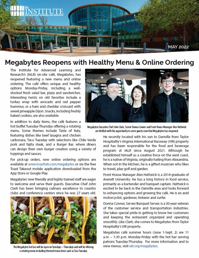 IALR May 2022 Newsletter - Institute for Advanced Learning and Research