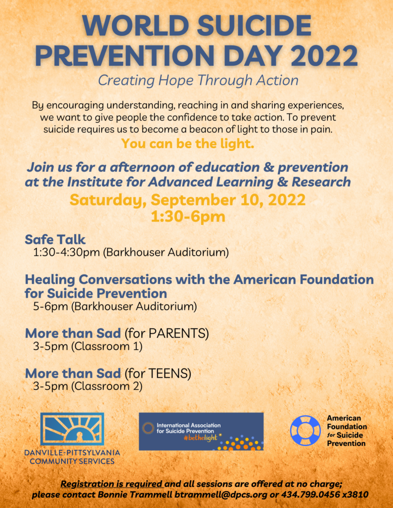 World Suicide Prevention Day 2022 - Institute for Advanced Learning and ...